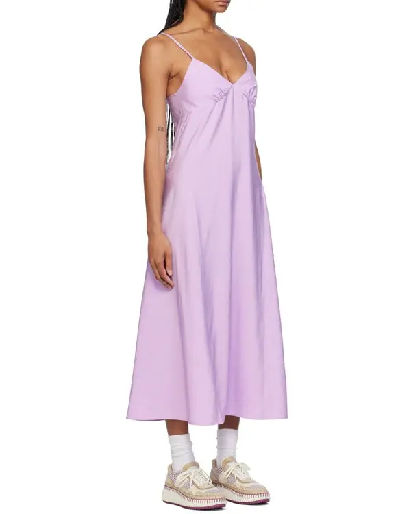 Maison Kitsuné Sleeveless V-neck Flared Dress - Purple