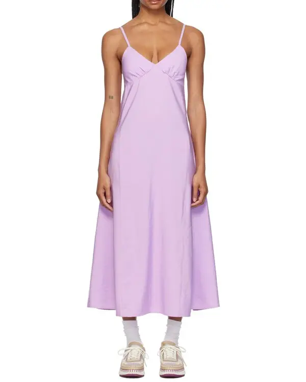 Maison Kitsuné Sleeveless V-neck Flared Dress - Purple