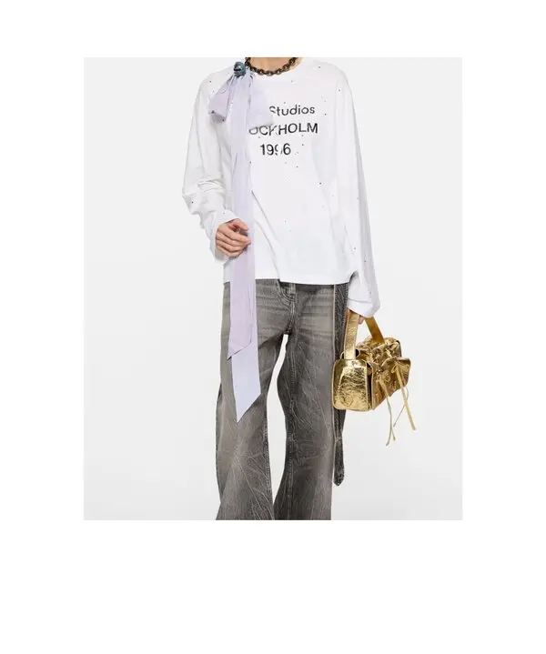 Acne Studios Drawstring Leather Shoulder Bag - Nude