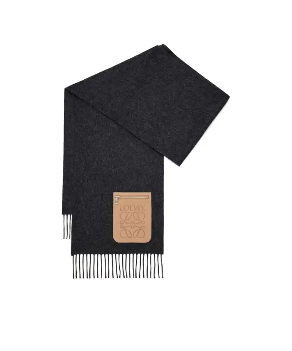 Loewe Anagram-patch Fringed Scarf - Black
