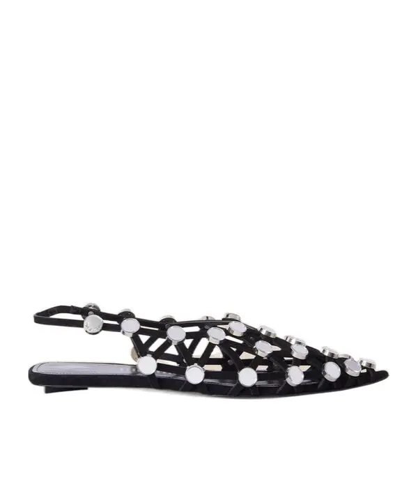 Attico Grid Ballerina Flats - Black