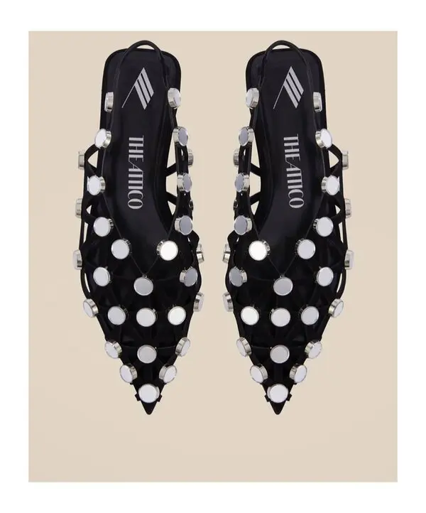 Attico Grid Ballerina Flats - Black