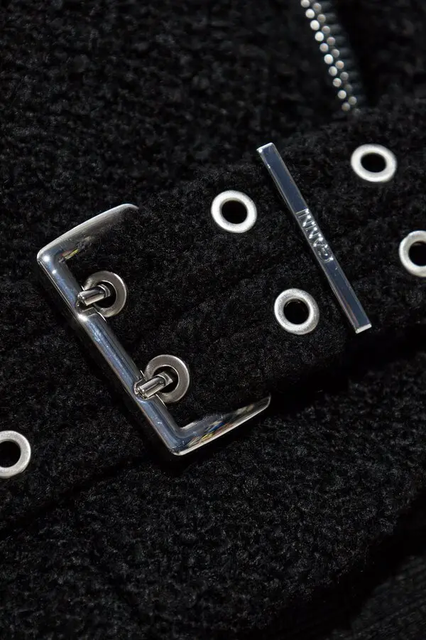 GANNI Long-sleeved Biker Jacket With Logo Detail