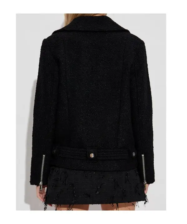GANNI Long-sleeved Biker Jacket With Logo Detail