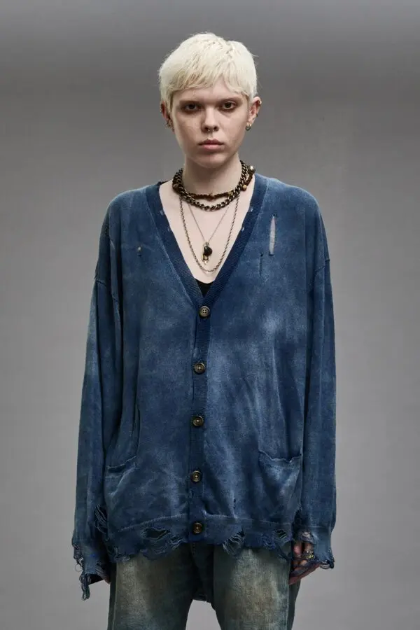 R13 Distressed Cotton Cardigan