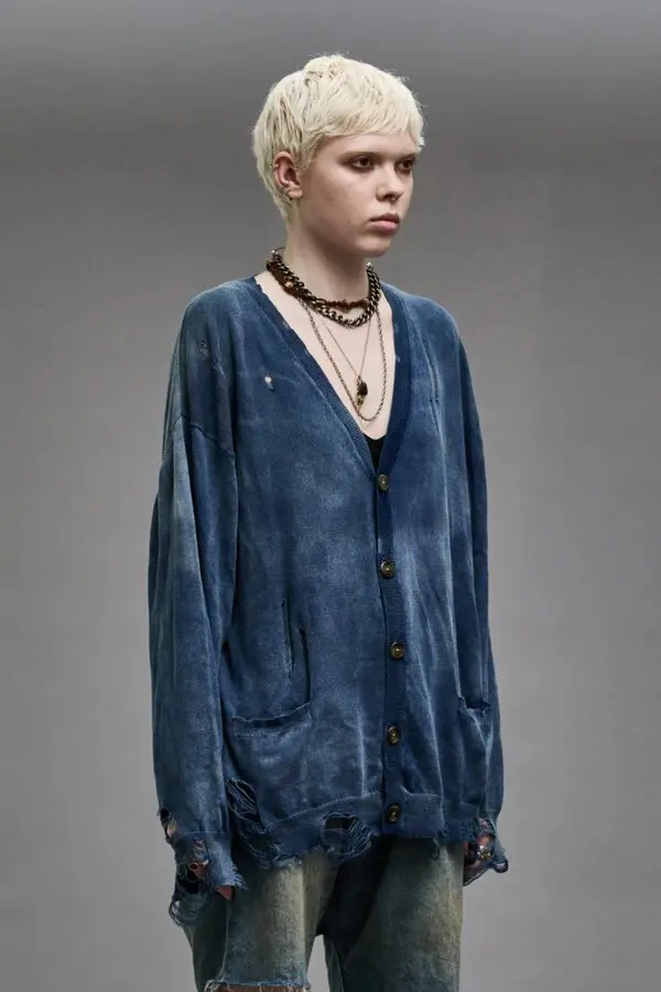 R13 Distressed Cotton Cardigan