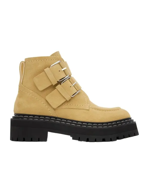 Proenza Schouler Round-toe Buckled Ankle Boots - Nude