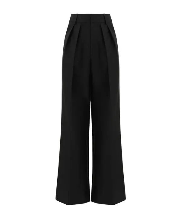 Zimmermann Pleated Wool Wide-leg Pants - Black