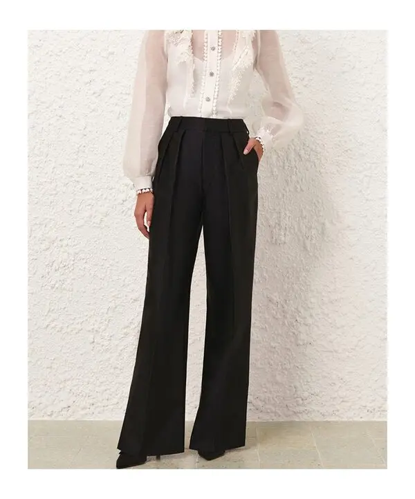 Zimmermann Pleated Wool Wide-leg Pants