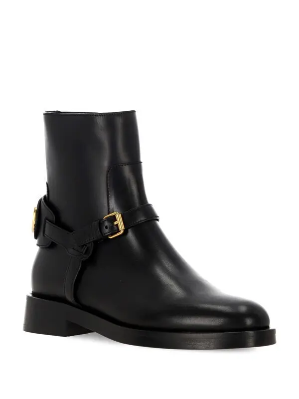 Valentino Garavani Leather Ankle Boots With Buckle Detailing