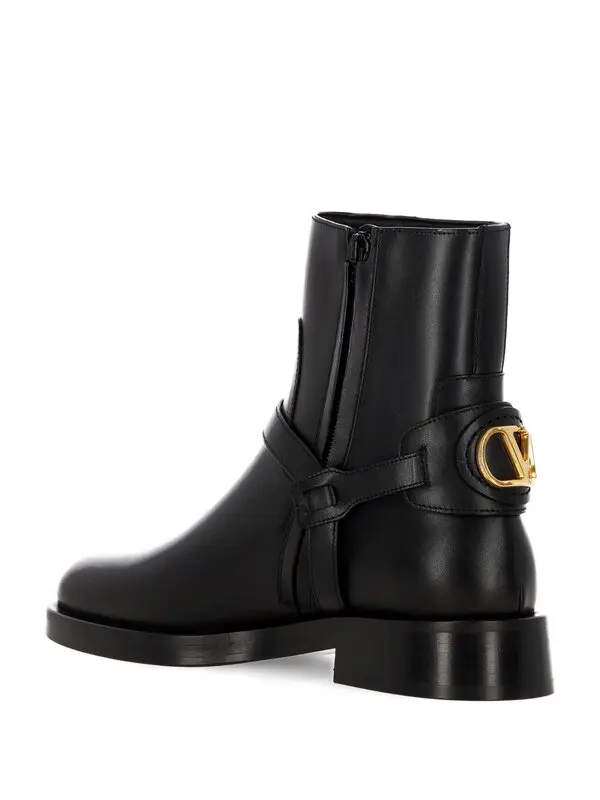 Valentino Garavani Leather Ankle Boots With Buckle Detailing