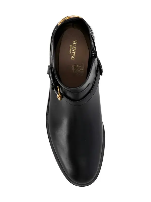 Valentino Garavani Leather Ankle Boots With Buckle Detailing
