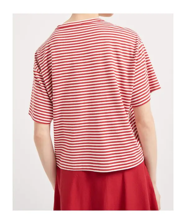 Brunello Cucinelli Striped Cropped T-shirt - Red