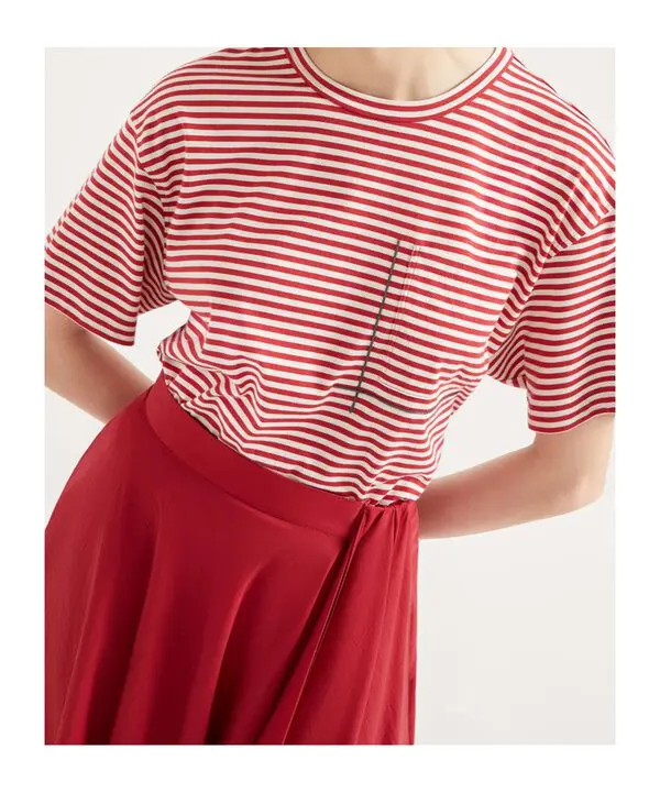 Brunello Cucinelli Striped Cropped T-shirt - Red