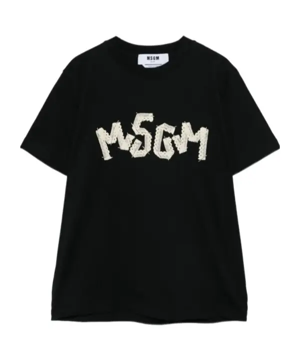 MSGM Logo Embroidered Short-sleeve Jersey T-shirt