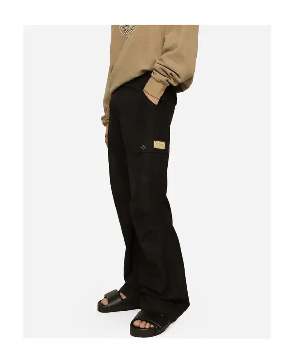 Dolce & Gabbana Logo Plaque Cargo Pants - Black