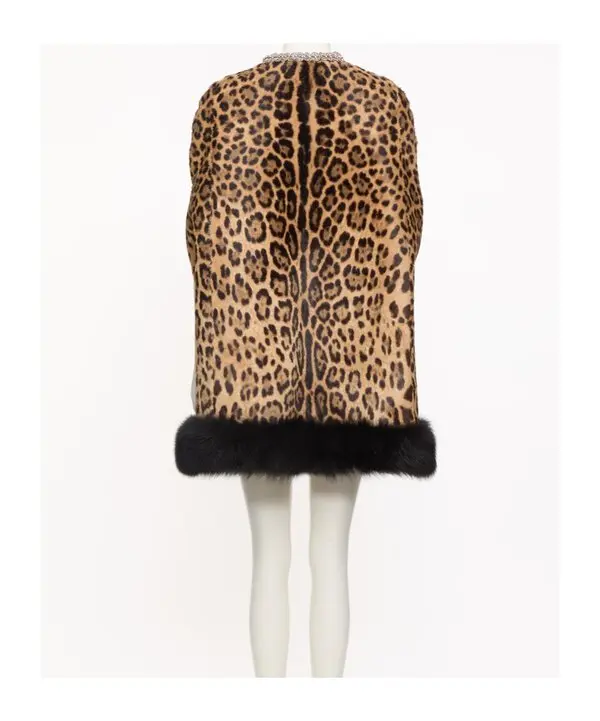 Valentino Garavani Animal Print Fur Trimmed Cape