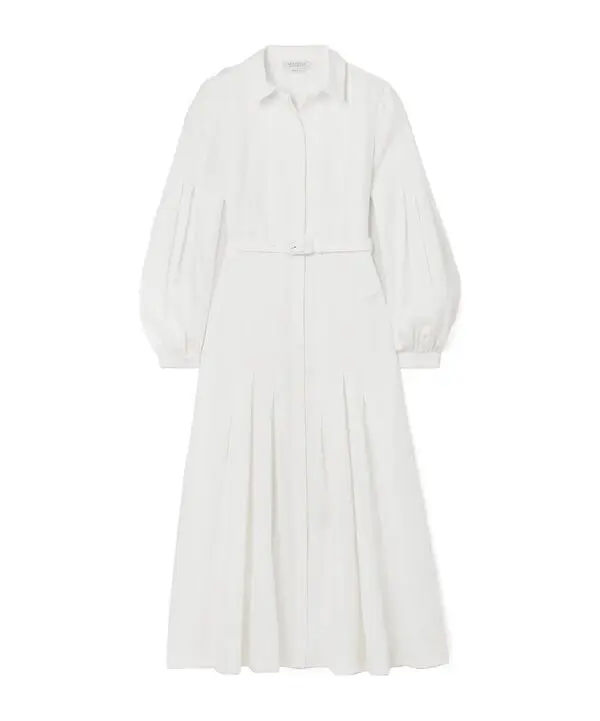 Gabriela Hearst Long Sleeve Belted Maxi Dress - White