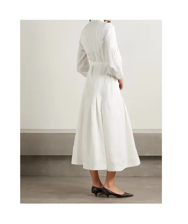 Gabriela Hearst Long Sleeve Belted Maxi Dress - White