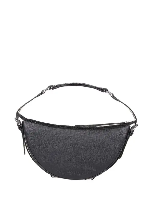 By Far Crescent Shoulder Bag With Crocodile Trim - Black