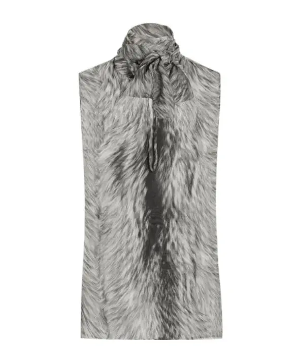 Dolce & Gabbana Fur-printed Chiffon Pussy-bow Shirt