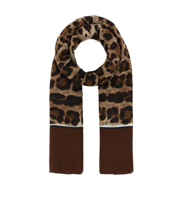 Dolce & Gabbana Dolce Gabbana Leopard-print Frayed Edge Scarf - Brown