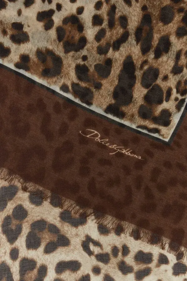 Dolce & Gabbana Dolce Gabbana Leopard-print Frayed Edge Scarf