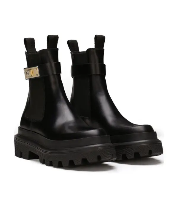 Dolce & Gabbana Ankle Boots With Branded Buckle Detail