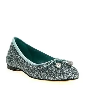 JIMMY CHOO Elme Ballet Flats With Bow Detailing - Green