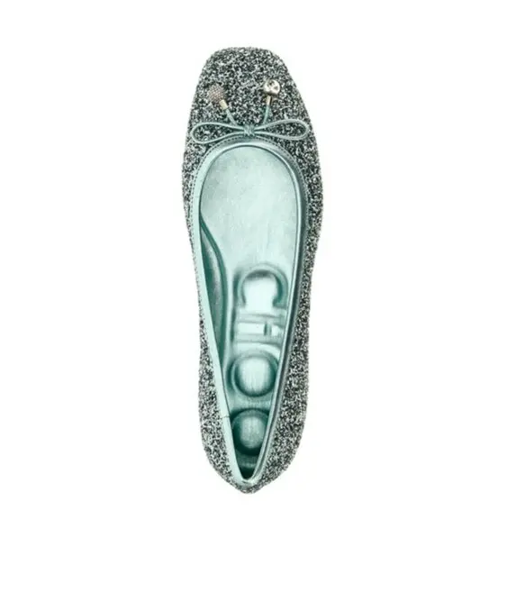JIMMY CHOO Elme Ballet Flats With Bow Detailing - Green