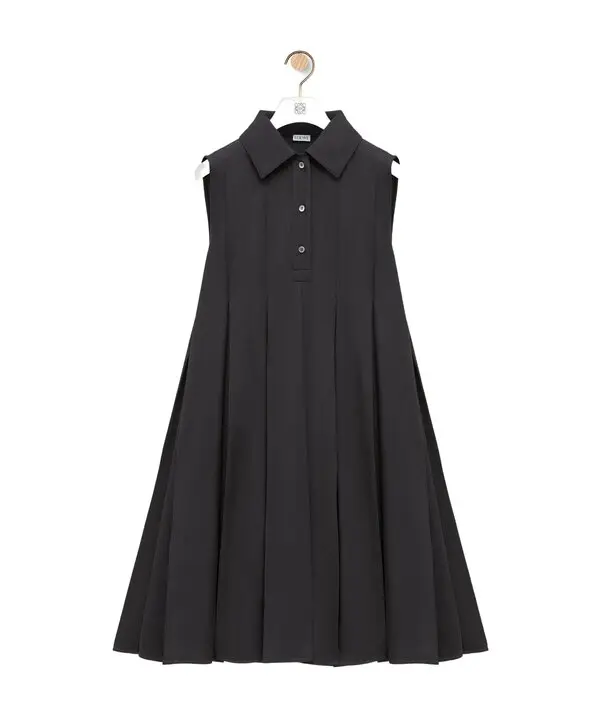 Loewe Sleeveless Stretch Viscose Trapeze Dress With Polo Collar