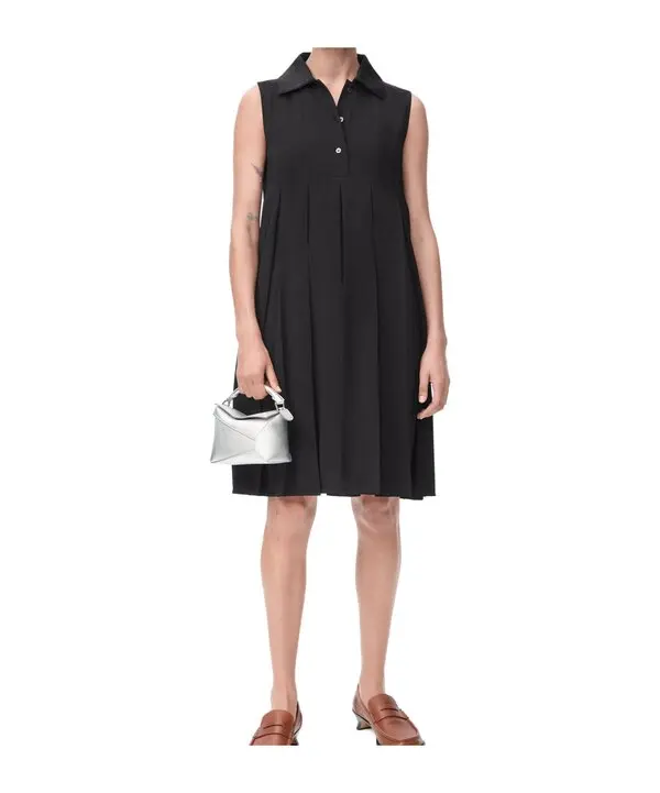 Loewe Sleeveless Stretch Viscose Trapeze Dress With Polo Collar