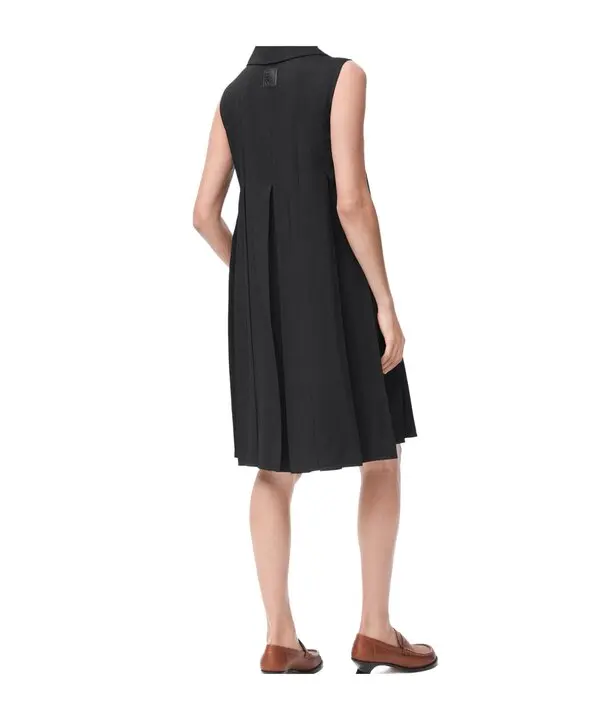 Loewe Sleeveless Stretch Viscose Trapeze Dress With Polo Collar
