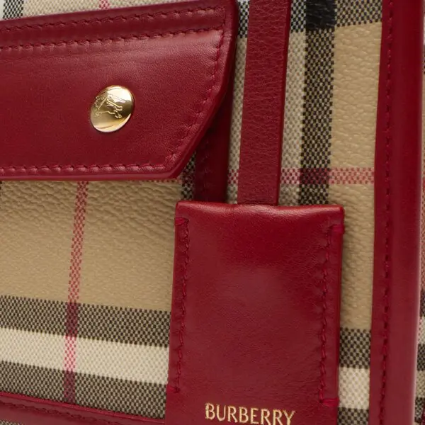 Burberry Mini Freya Checked Tote Bag - Red