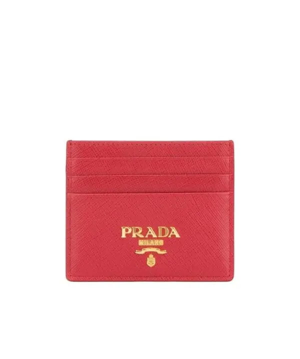 Prada Logo Plaque Cardholder - Fiery