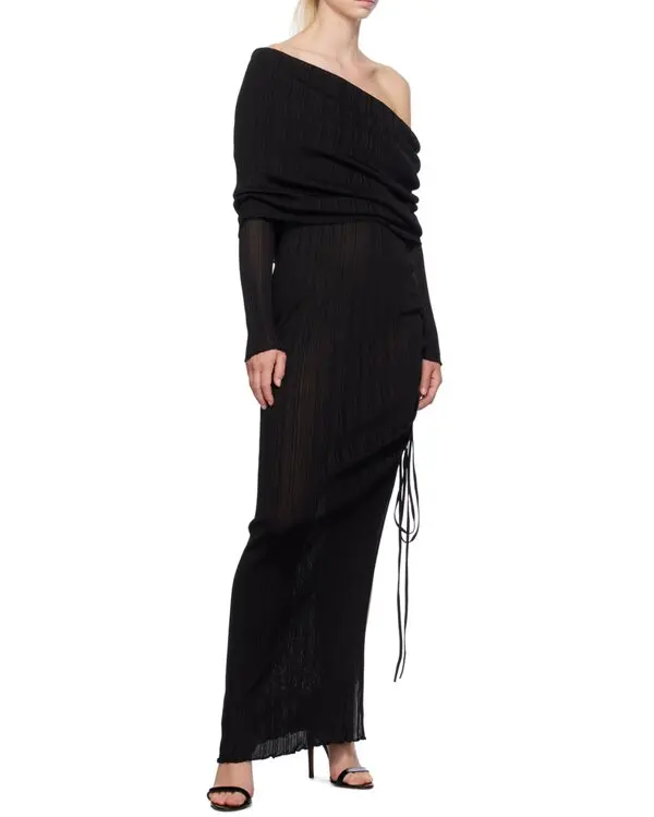 Alaïa Strapless Maxi Dress With Draped Neckline And Slit Detail