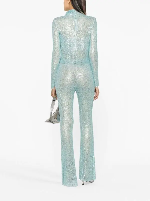 SELF-PORTRAIT Beaded Fishnet Trousers