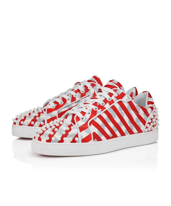 CHRISTIAN LOUBOUTIN Striped Studded Sneakers