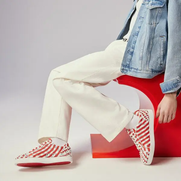 CHRISTIAN LOUBOUTIN Striped Studded Sneakers