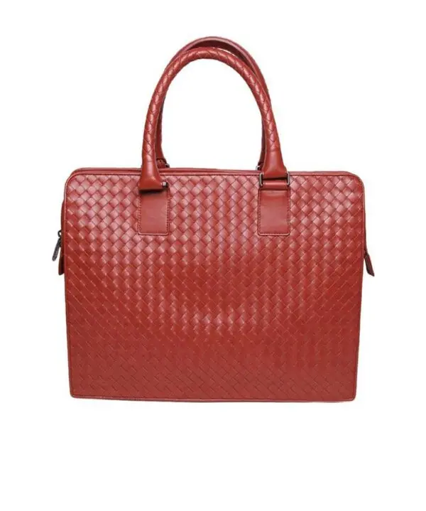 Bottega Veneta Woven Top Handle Bag - Brown Red