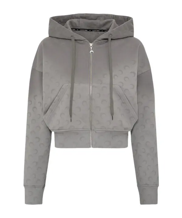 MARINE SERRE Moon-pattern Zip-up Hoodie - Gray