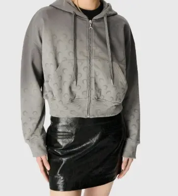 MARINE SERRE Moon-pattern Zip-up Hoodie - Gray