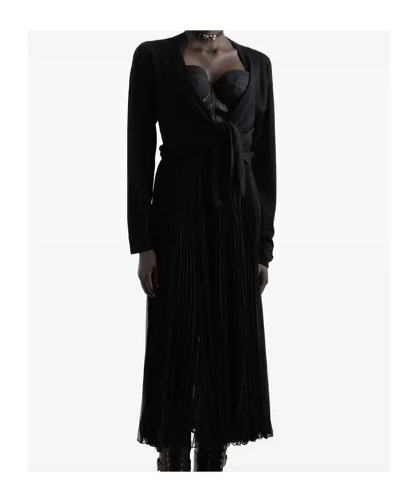 Dolce & Gabbana Long-sleeved Ribbed Knit Cardigan With Tie Fastening - Black