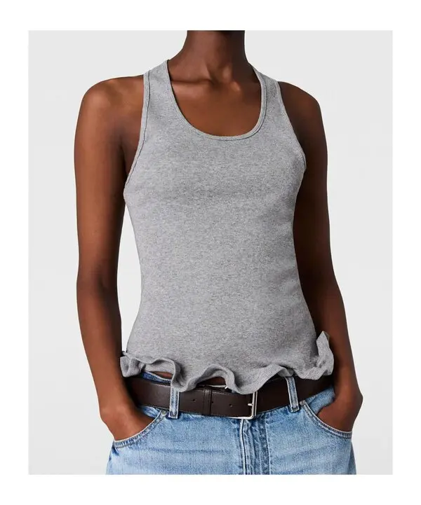Stella McCartney Frilled Hem Ribbed Tank Top - Gray Blend