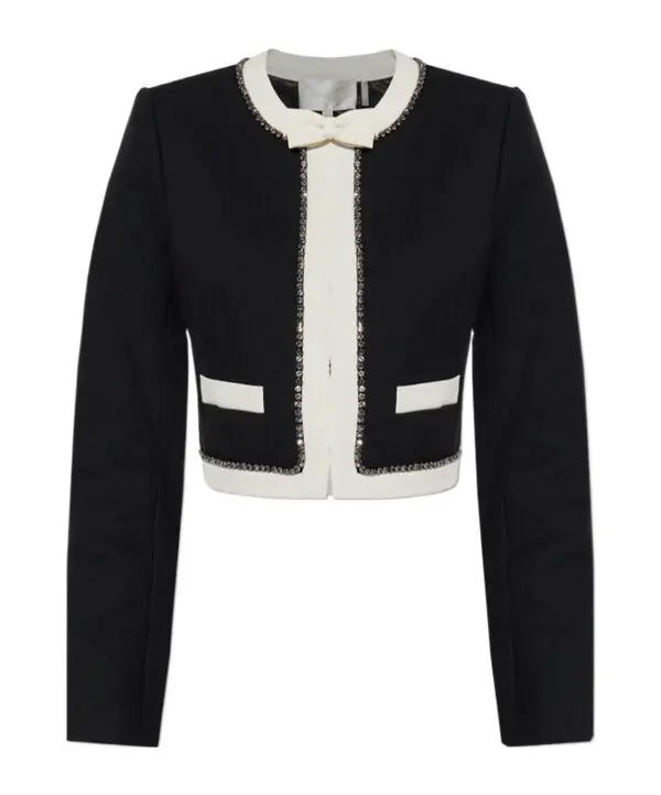 LoveShackFancy Cropped Blazer With Bow Detail - Black