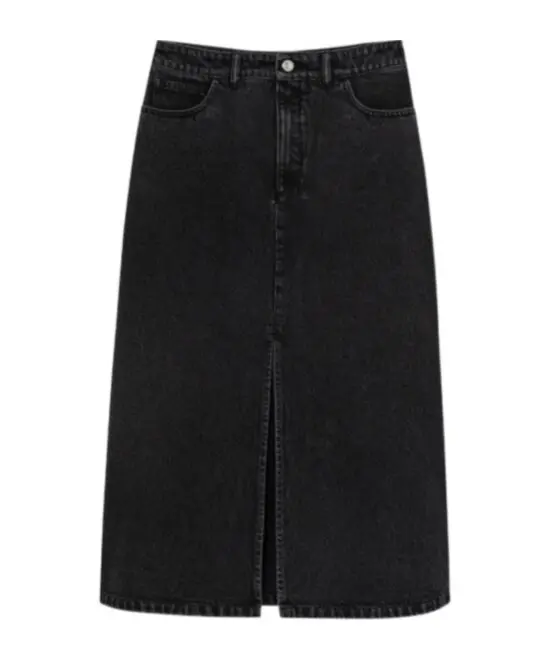 A.p.c. Split-front Denim Midi Skirt - Washed Black