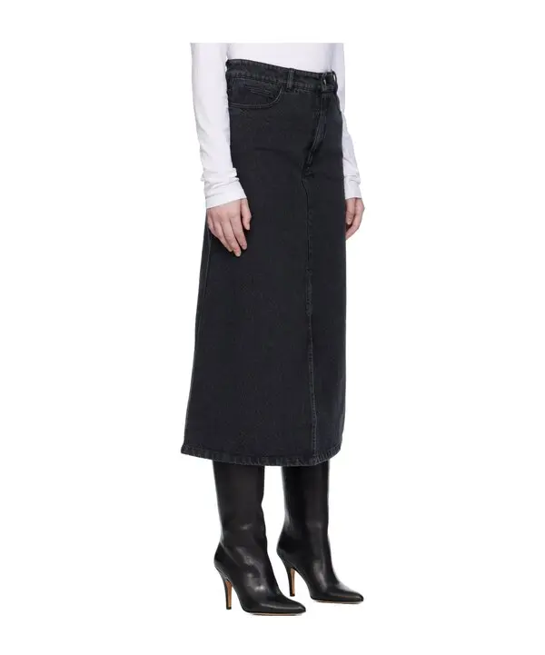 A.p.c. Split-front Denim Midi Skirt - Washed Black