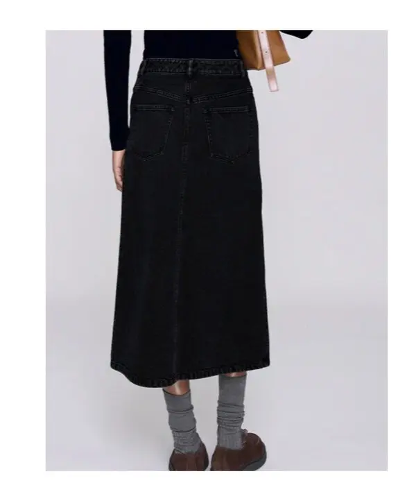 A.p.c. Split-front Denim Midi Skirt - Washed Black