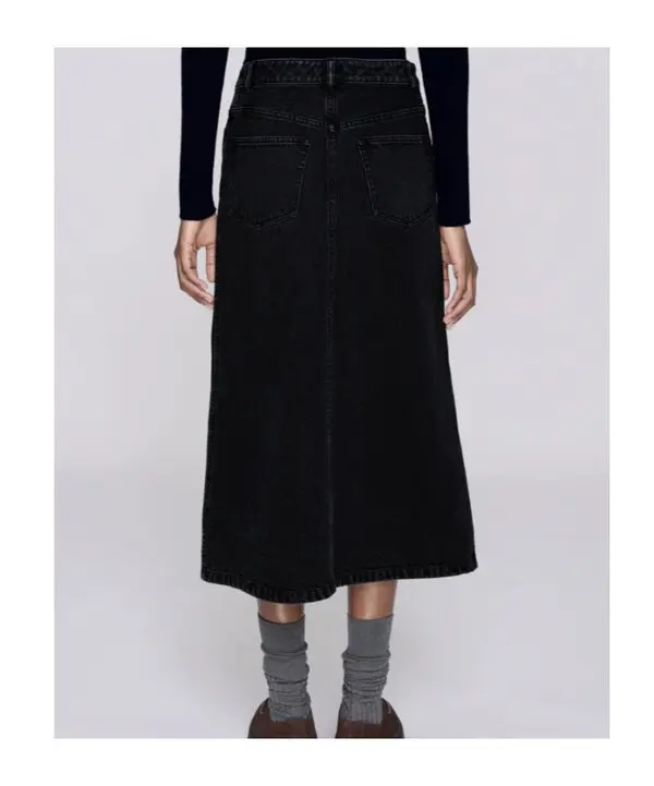 A.p.c. Split-front Denim Midi Skirt - Washed Black