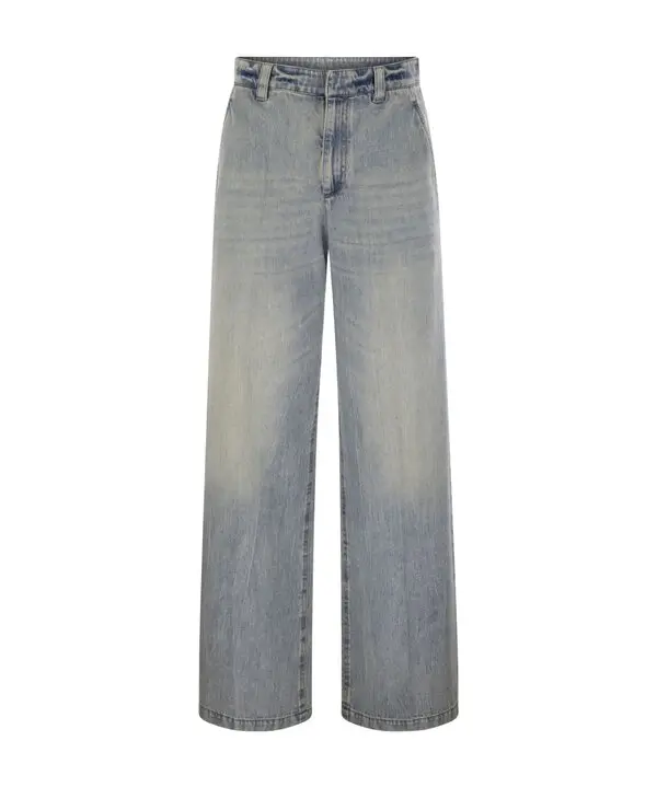 Brunello Cucinelli Embellished Soft Denim Low Slung Trousers - Gray